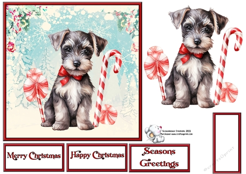 Miniature Schnauzer Pup with candy cane - CUP1268184_4063 | Craftsuprint