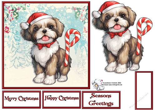 Shih Tzu pup with candy cane - CUP1268187_4063 | Craftsuprint