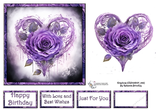 Rosey Heart in Purple (Mix 2) 1 - CUP1300547_4063 | Craftsuprint