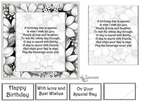 Grey & White Floral Mats Birthday Verse 1 - CUP1308680_4063 | Craftsuprint