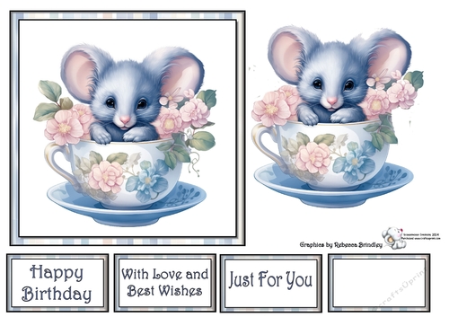 Teacup Mouse in Blue (Mix 1) 2 - CUP1310955_4063 | Craftsuprint