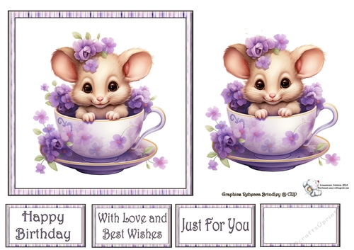 Teacup Mouse in Purple (Mix 1) 2 - CUP1314835_4063 | Craftsuprint