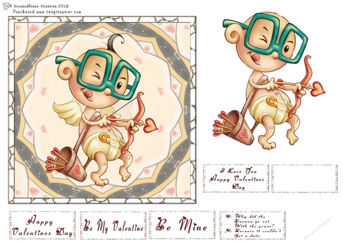 Cute Cupid Quick Card - CUP945004_4063 | Craftsuprint