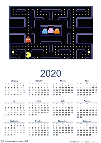 2020 calendar portrait Pacman - CUP988737_4063 | Craftsuprint