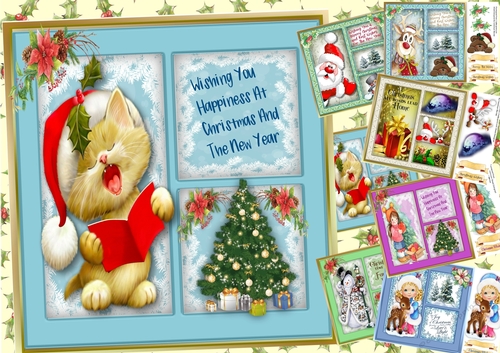7, Christmas Quad Card Fronts - CUP1008450_1398 | Craftsuprint