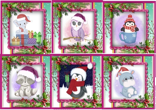 6, Cute Christmas Animal Card fronts - CUP1014819_1398 | Craftsuprint