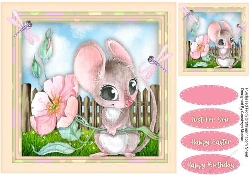 Adorable Mouse with Roses - CUP1023793_1398 | Craftsuprint
