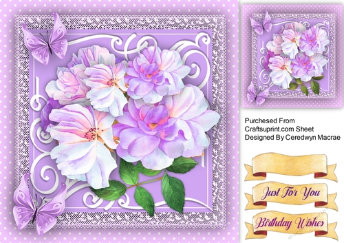 Lilac Roses on a Scroll Mat - CUP1025633_1398 | Craftsuprint