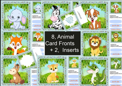 8, Animal Card fronts + 2 inserts - CUP1029391_1398 | Craftsuprint