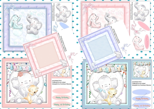 4, Beautiful Elli Cards + 2 Inserts - CUP1040765_1398 | Craftsuprint