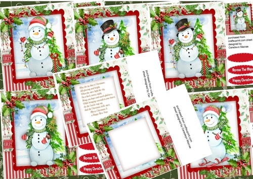 5, Cards + 2 Inserts , Christmas Snowmen - CUP1085769_1398 | Craftsuprint