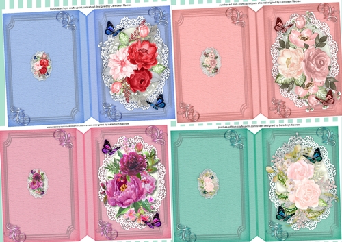 4, Print and Fold Flower Cards - CUP1088287_1398 | Craftsuprint