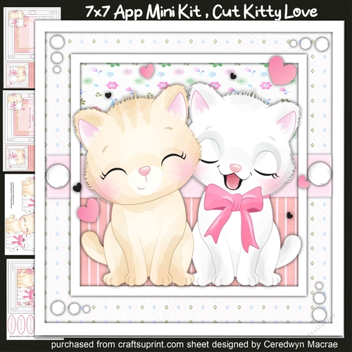 7x7 app Mini Kit, Cute Kitty Love - CUP1107203_1398 | Craftsuprint