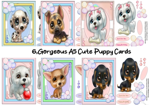 6,Gorgeous A5 Cute Puppy Cards - CUP1116359_1398 | Craftsuprint