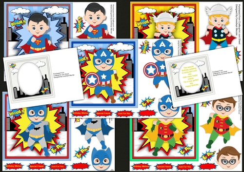 5, Lovely Super Hero Cards ,+2 Inserts - CUP1131008_1398 | Craftsuprint