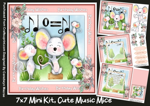 7x7 Mini Kit , Cute Music Mice - CUP1172852_1398 | Craftsuprint