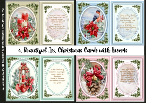 4, Beautiful A5 Christmas Cards With Inserts - CUP1177532_1398 ...