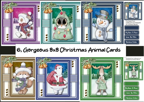 6, Gorgeous 8x8 Christmas Animal Cards - CUP1182683_1398 | Craftsuprint