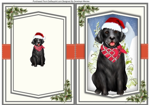 A5, Print and Fold ,Christmas Black Lab - CUP1183734_1398 | Craftsuprint