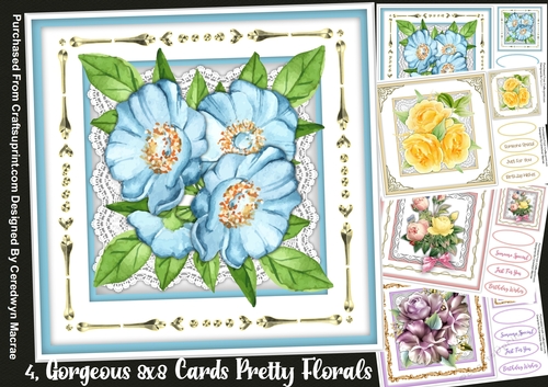 4, Gorgeous 8x8 Cards Pretty Florals - CUP1185188_1398 | Craftsuprint