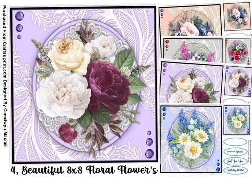 8x8 Beautiful Floral Flowers - CUP1188120_1398 | Craftsuprint