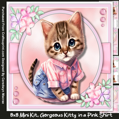 8X8 Mini Kit, Kitty in a Pink Shirt - CUP1188656_1398 | Craftsuprint