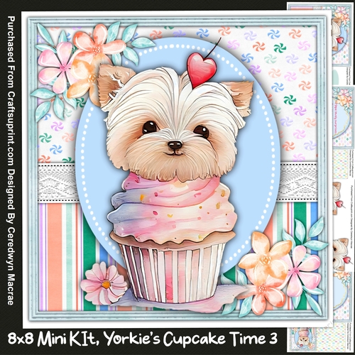 8x8 Mini Kit Yorkies Cupcake Time 3 - CUP1189161_1398 | Craftsuprint