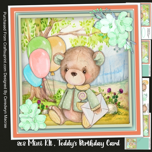 8x8 Mini Kit, Teddys Birthday Card - CUP1191193_1398 | Craftsuprint