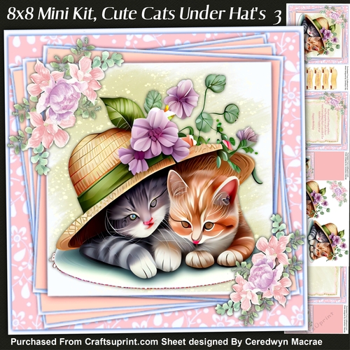 8x8 Mini Kit, Cute Cats Under Hats 3 - CUP1202971_1398 | Craftsuprint