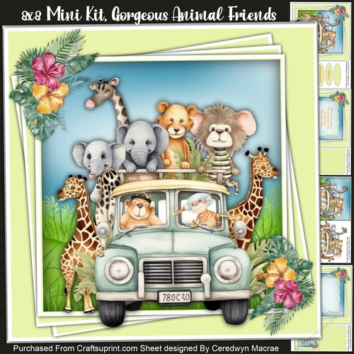 8x8 Mini Kit, Gorgeous Animal Friends - CUP1216251_1398 | Craftsuprint