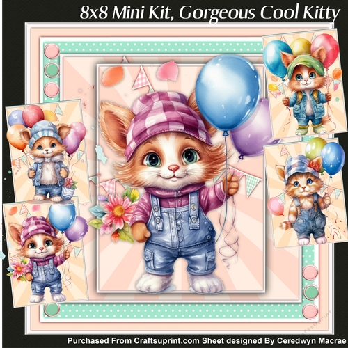 8x8 Mini Kit, Gorgeous Cool Kitty - CUP1218005_1398 | Craftsuprint