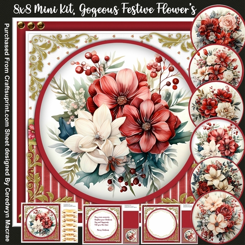8x8 Mini Kit, Gorgeous Festive Flowers - CUP1222447_1398 | Craftsuprint