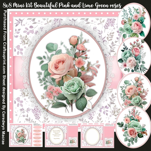 8x8 Mini Kit, Beautiful Pink and Lime Green Roses - CUP1224763_1398 ...