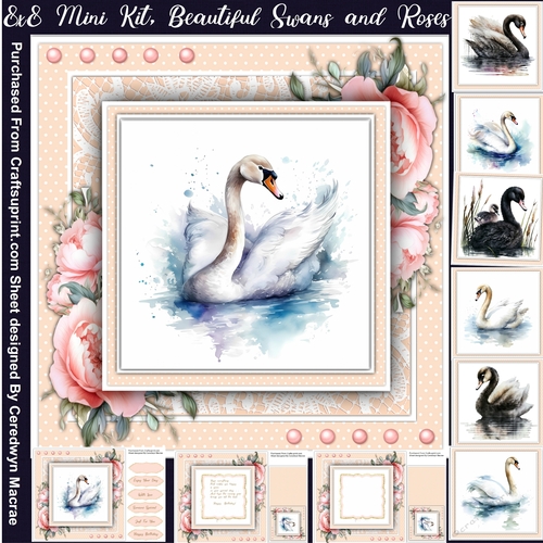 8x8 Mini Kit, Beautiful Swans and Rose - CUP1246277_1398 | Craftsuprint