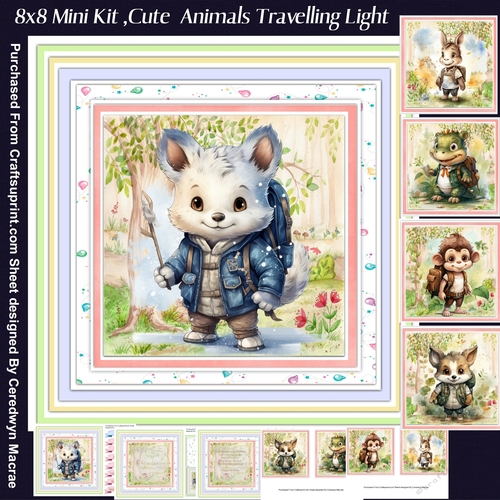 8x8 Mini Kit, Cute Animals Travelling Light - CUP1260526_1398 ...
