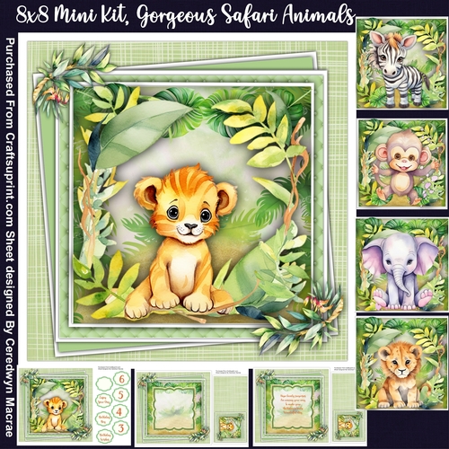 8x8 Mini Kit , Gorgeous Safari Animals - CUP1267105_1398 | Craftsuprint