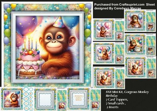 8x8 Mini Kit, Gorgeous Monkey Birthday - CUP1281373_1398 | Craftsuprint