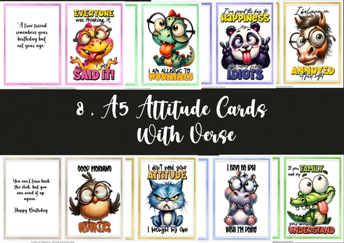 8, A5 Attitude Cards With Verse - CUP1312962_1398 | Craftsuprint