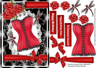 Lovely Red and Black Basque and Dragonflys - CUP415016_1398 | Craftsuprint