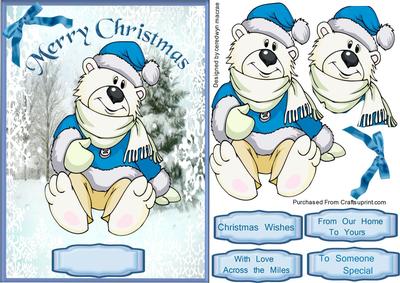 Lovely Christmas Polar Bear / Blue - CUP462561_1398 | Craftsuprint
