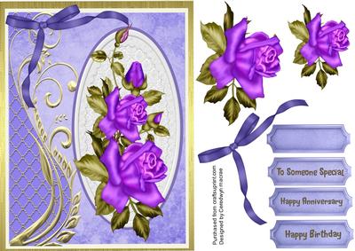 Lovely Lilac Roses on a Oval Plaque. - CUP490205_1398 | Craftsuprint