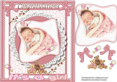 Beautiful Baby Girl Birth Card - CUP491431_1398 | Craftsuprint