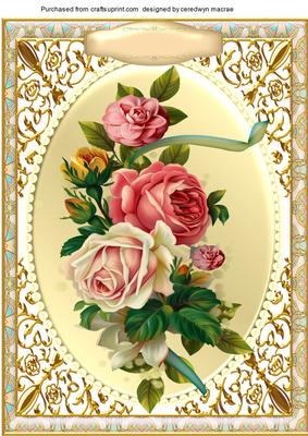 A4 Beautiful Vintage Roses on a Lovely Frame - CUP515891_1398 ...