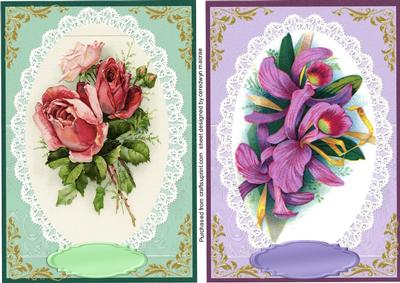 Two Beautiful Floral Toppers on Lace - CUP533907_1398 | Craftsuprint