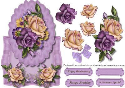 Beautiful Lilac Roses Over the Edge Card - CUP538140_1398 | Craftsuprint