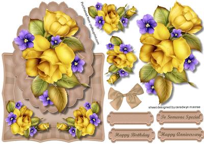 Beautiful Yellow Roses Over the Edge Card - CUP538158_1398 | Craftsuprint