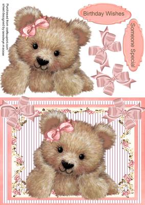 Lovely Little Fuzzy Bear in Pink - CUP541398_1398 | Craftsuprint