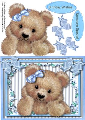 Lovely Little Fuzzy Bear in Blue - CUP541399_1398 | Craftsuprint