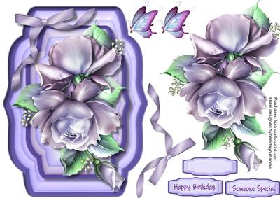 Beautiful Lilac Roses in a Double Frame - CUP550674_1398 | Craftsuprint