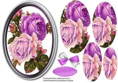 Lovely Lilac Roses in a Oval Frame - CUP552234_1398 | Craftsuprint